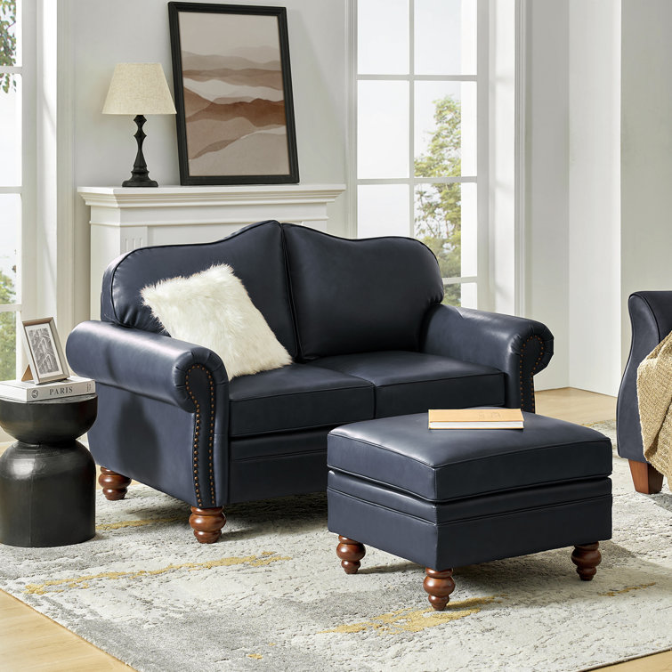 14 Karat Home Inc. Coralia 60" Transitional Leather 2-Piece Living Room ...