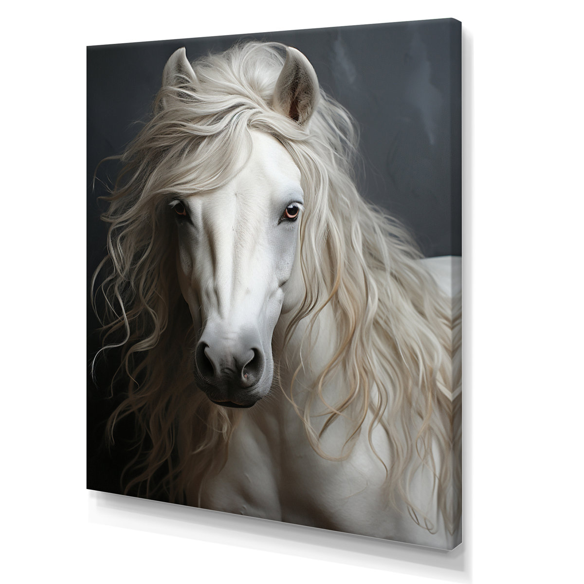 Union Rustic White Horse Subtle Whispers - Animals Wall Art Living Room ...