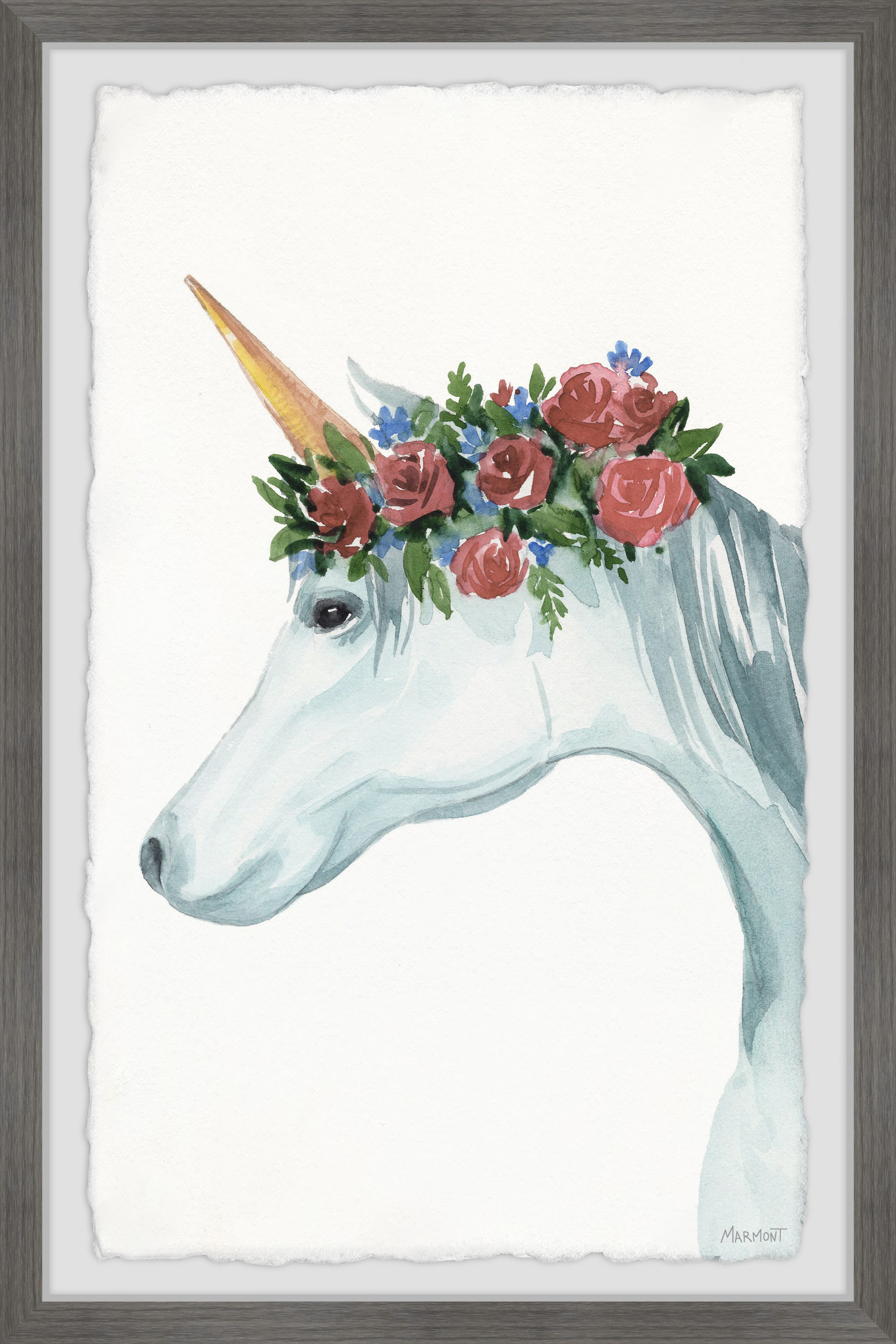 Isabelle & Max™ Briana Unicorn Roses Framed Print | Wayfair