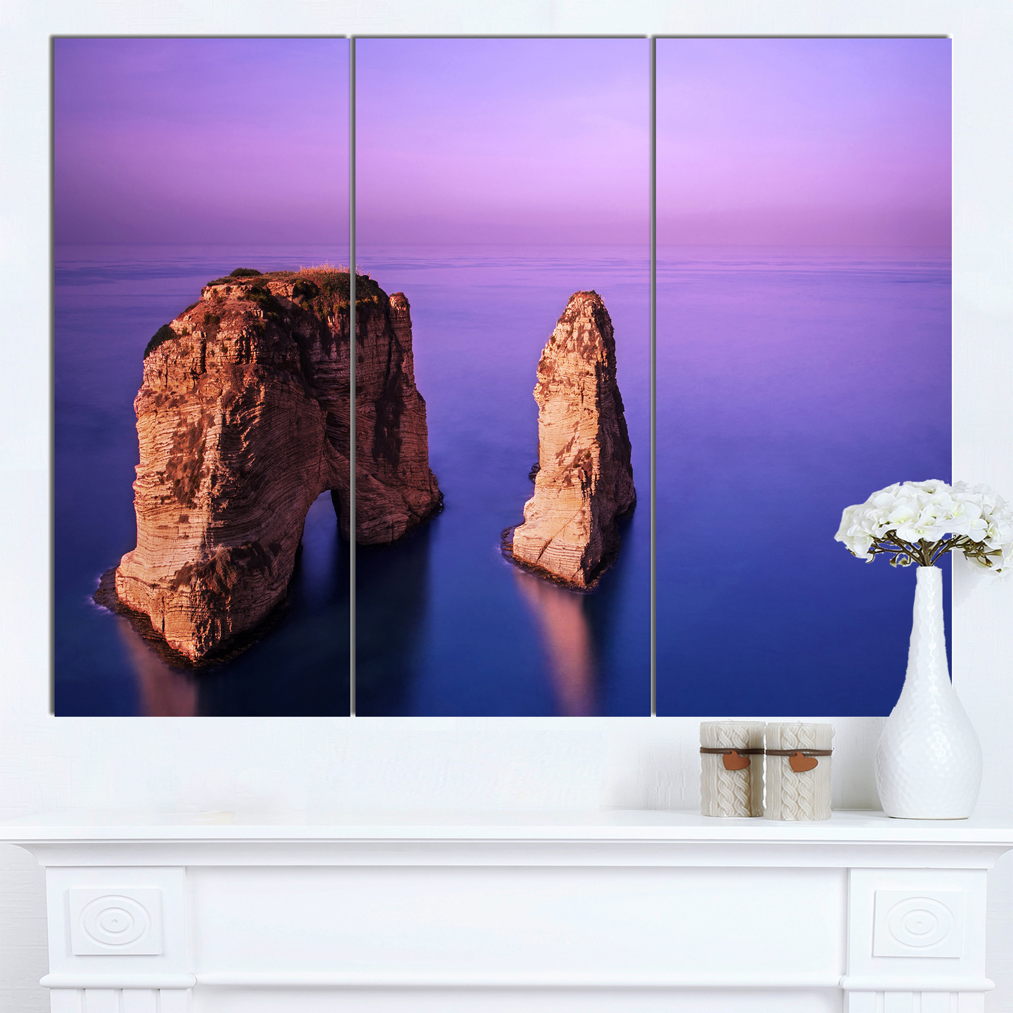 Design Art 'Rawsha Rock on Sunset' 3 Piece Photographic Print on ...