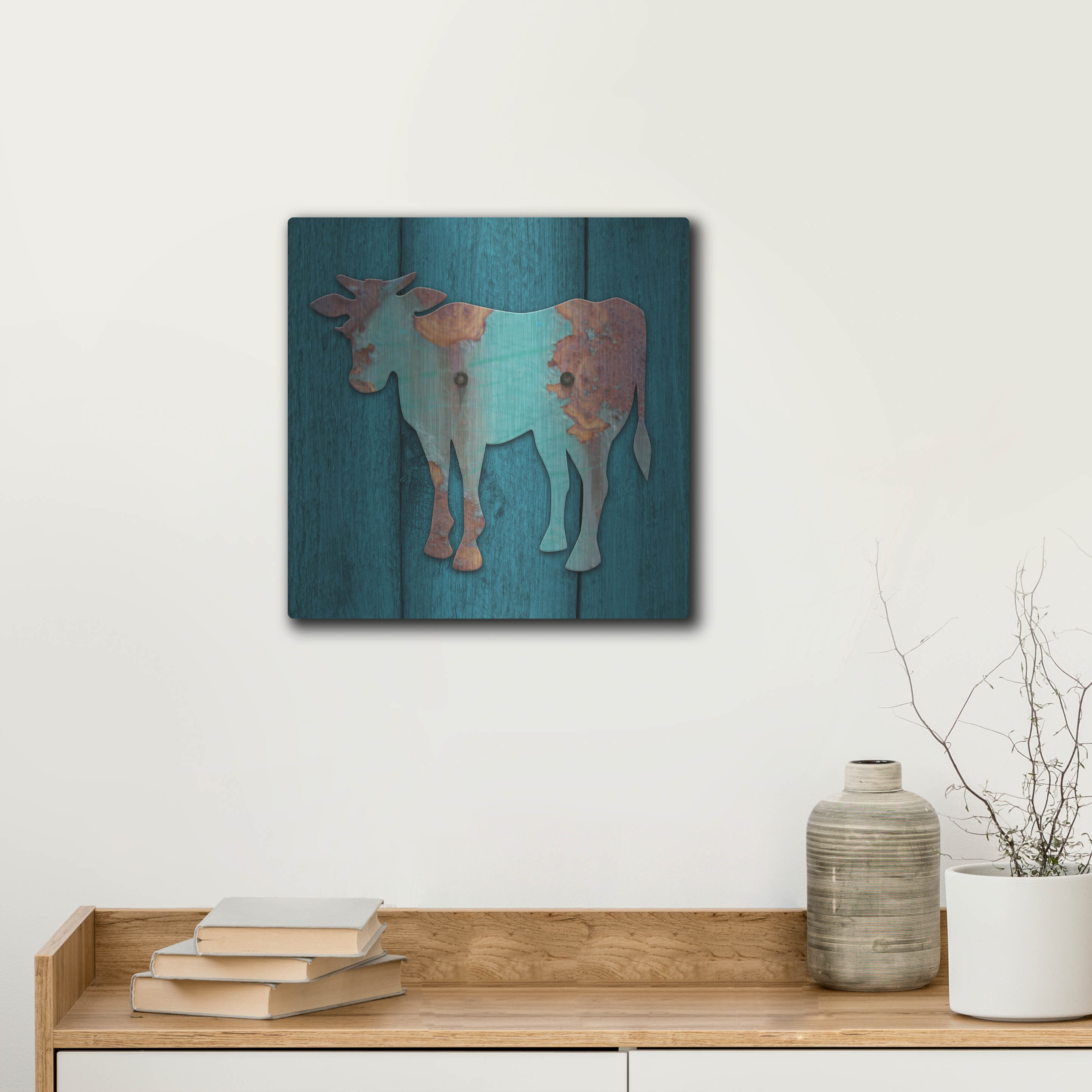 Luxe Metal Art 'Cow' By Yellow Cafe, Metal Wall Ar " Cow " by Yellow ...