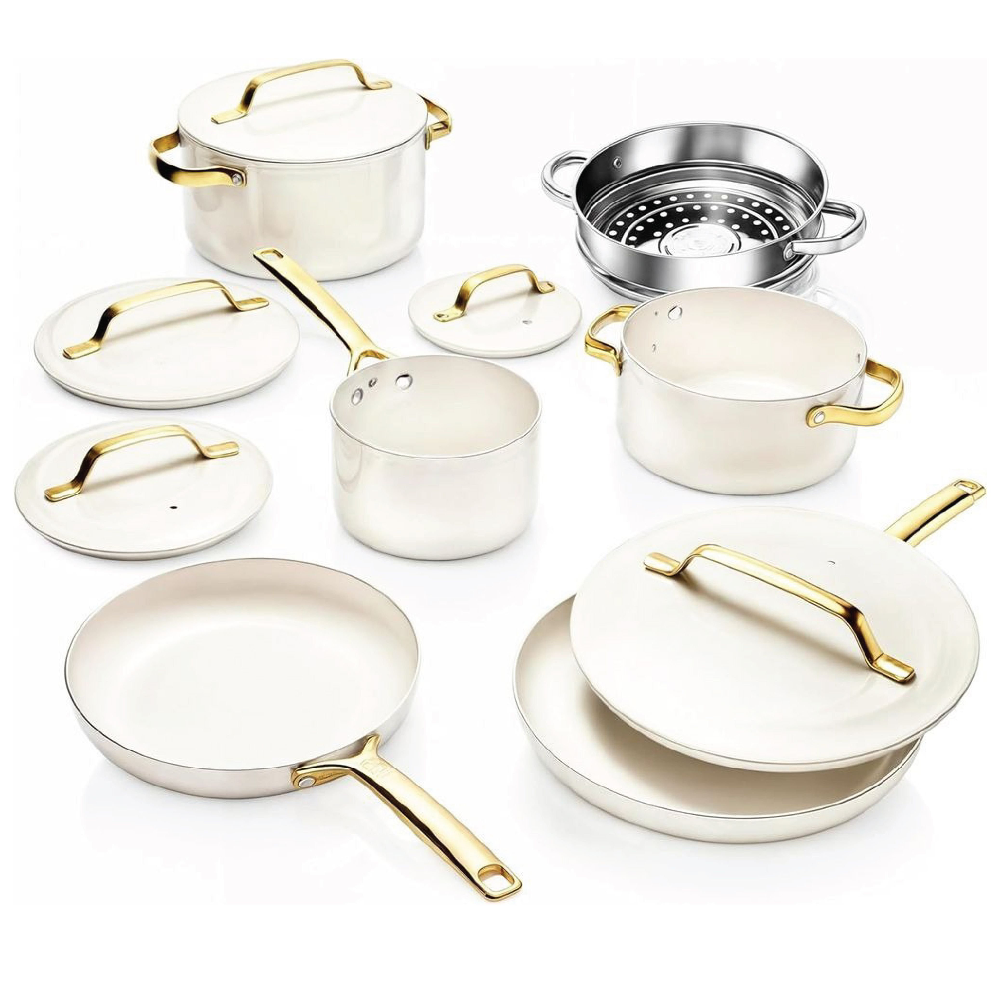Gotham Steel Modern Collection 11 Pc Cream Nonstick Cookware Set ...