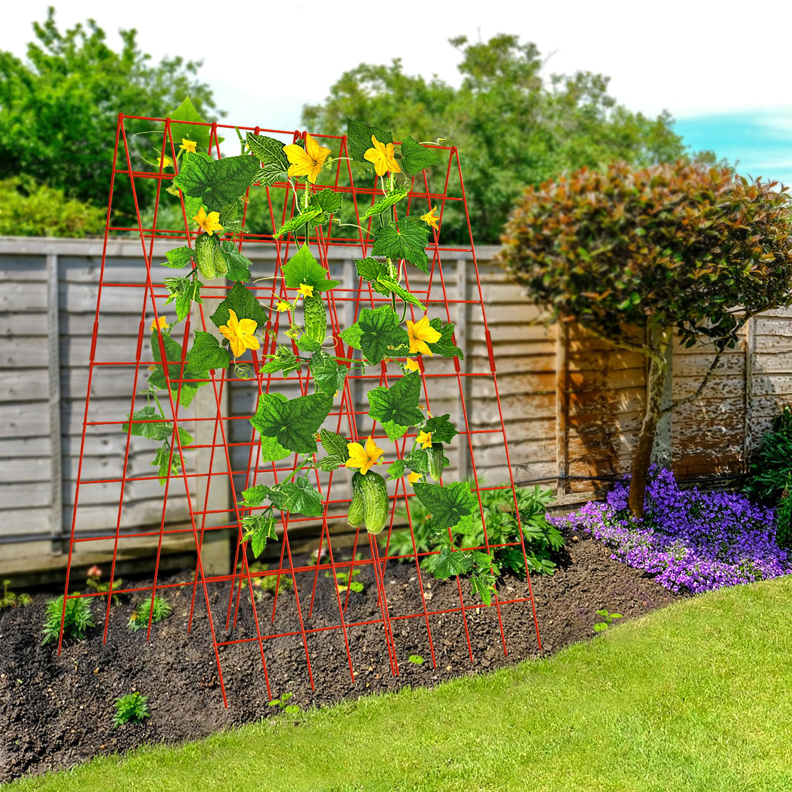 TWOTFUL Cucumber Trellis, 59" High 2 Pack Foldable A Frame Trellis for ...