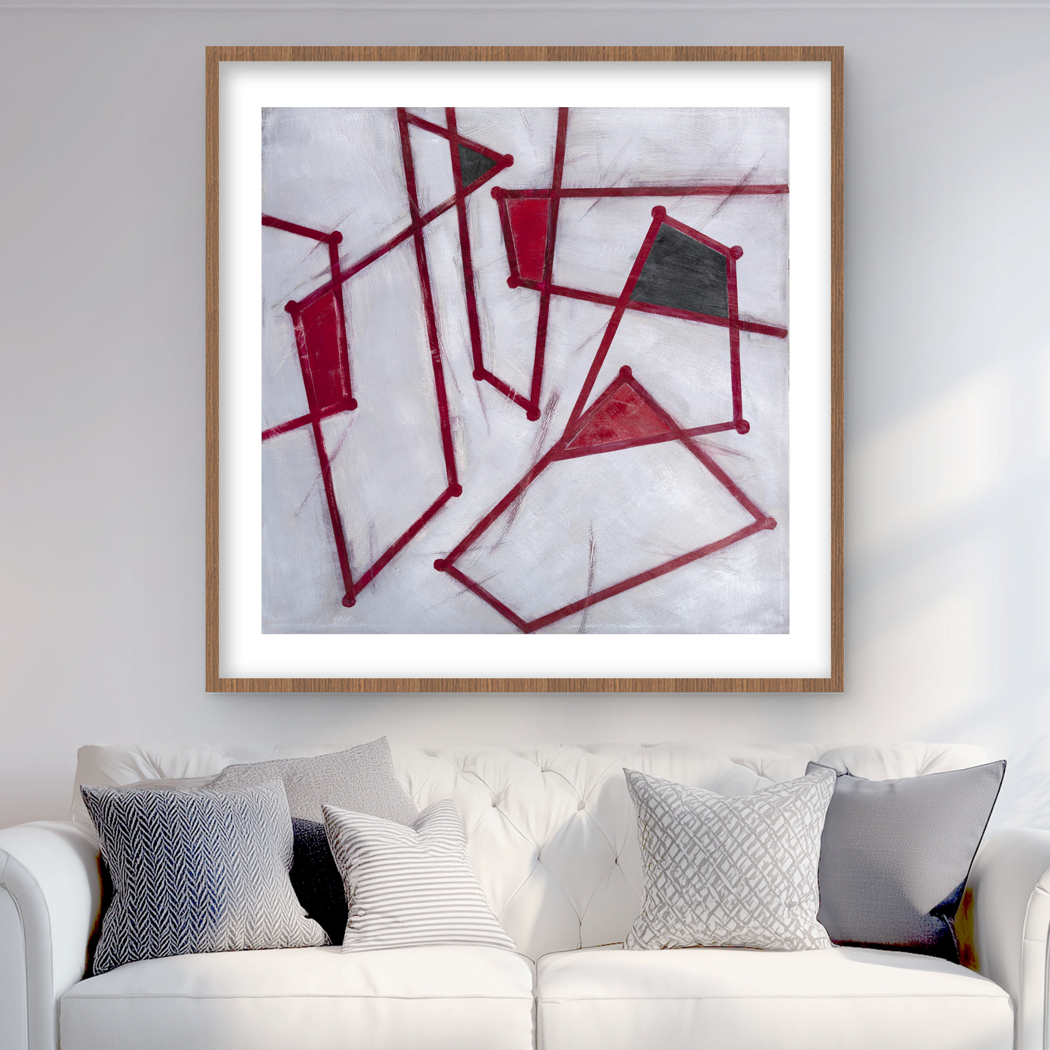 Lark Manor™ Red Outlines Shapes | Abstract Framed Print for Home Decor ...