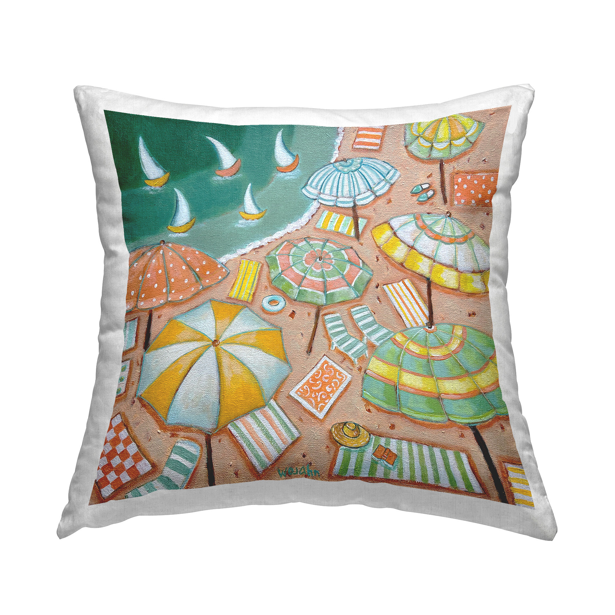 Stupell Industries Summer Shore Beach Umbrellas Printed Throw Pillow ...