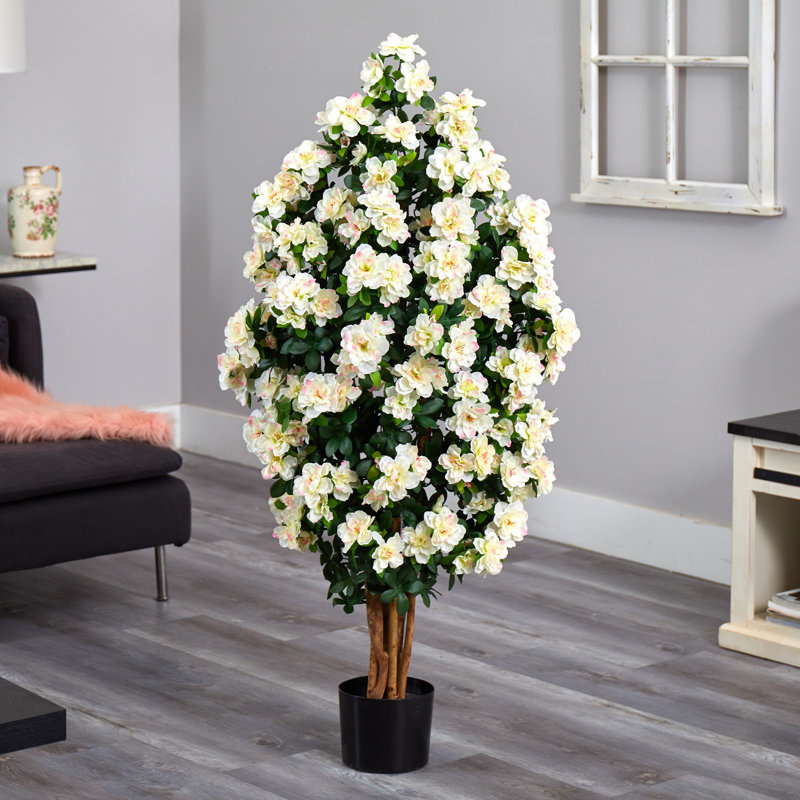 Charlton Home® 51" Artificial Azalea Tree in Pot & Reviews | Wayfair