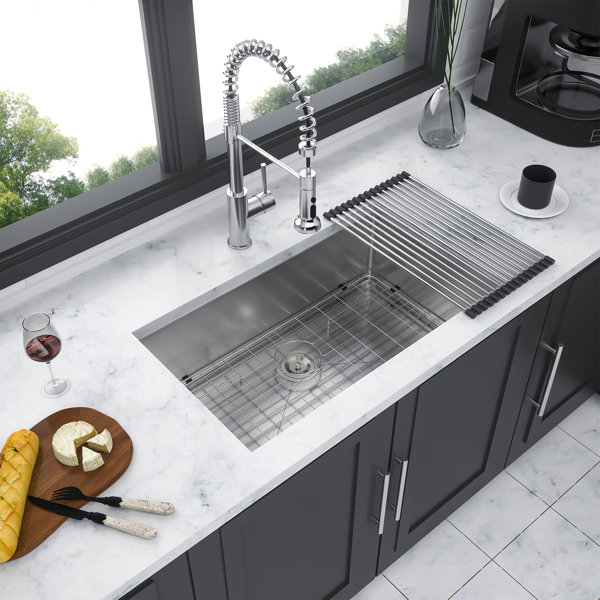 Tryimagine 33" Kitchen Sink - 33"X 19"X 10" Undermount Singel Bowl ...