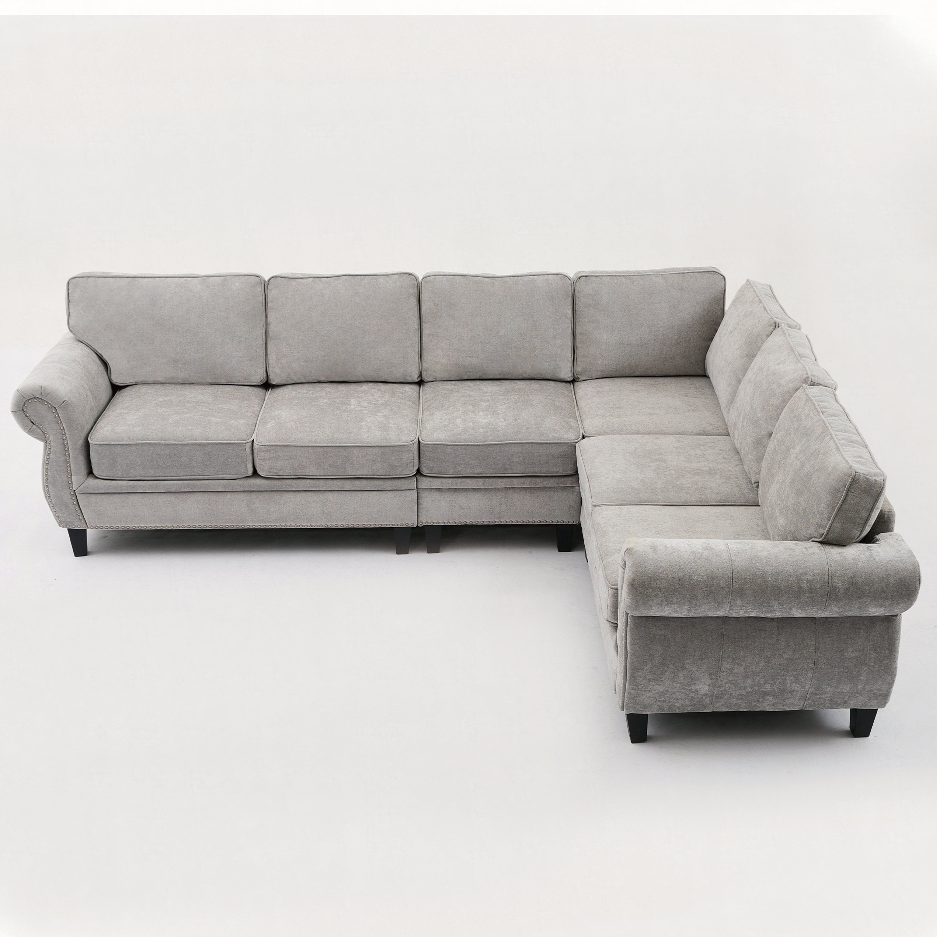Latitude Run® 109.5" Modular Sectional Sofa , Rivets Decorated & Rolled ...