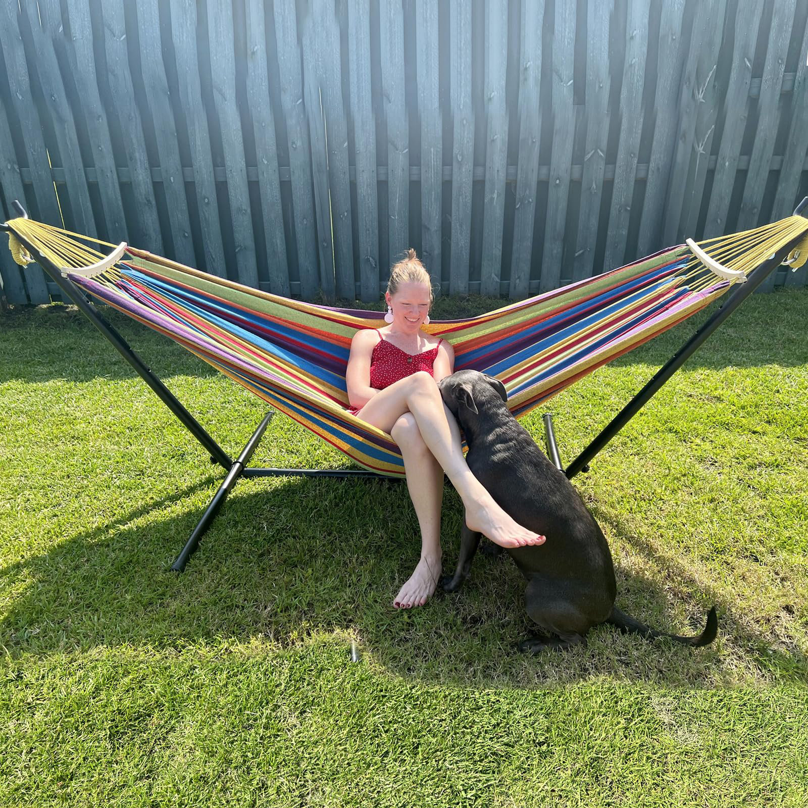 Arlmont & Co. Double Hammock With Stand Included 450Lb Capacity Steel ...