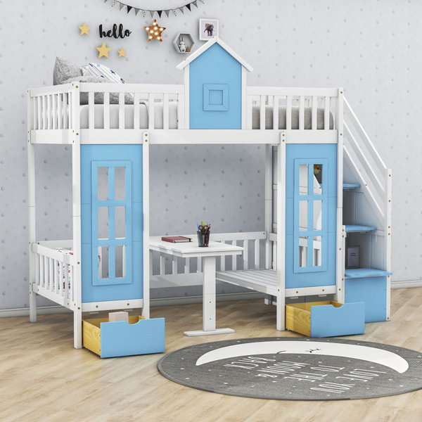 Harriet Bee Hai Wood Bunk Bed 2 Drawer with Built-in-Desk by Harriet ...