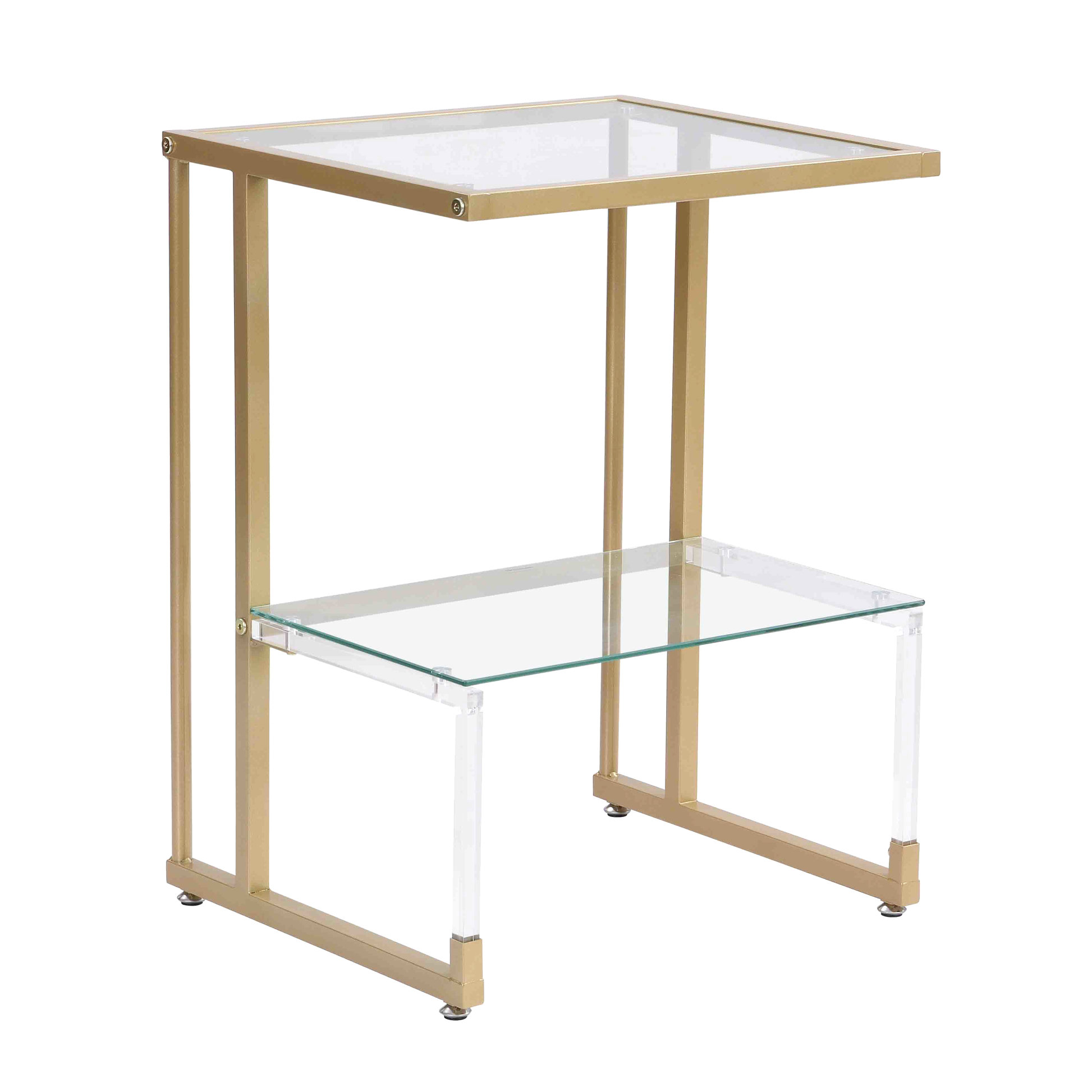 Mercer41 Golden Side Table For Living Room & Bedroom, 2 Acrylic ...