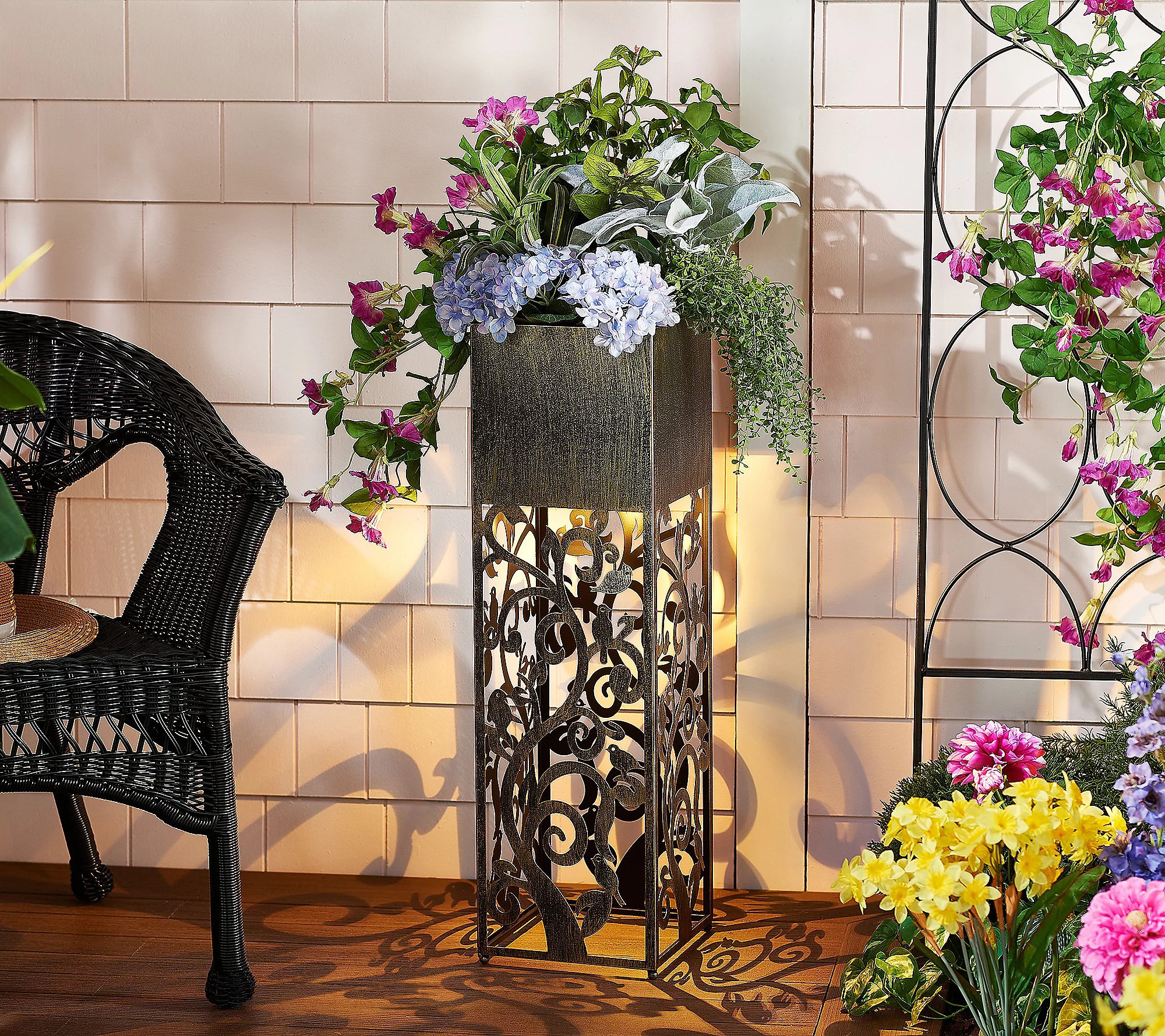 Red Barrel Studio® Solar Silhouette Metal Indoor/Outdoor Pot Planter | Wayfair