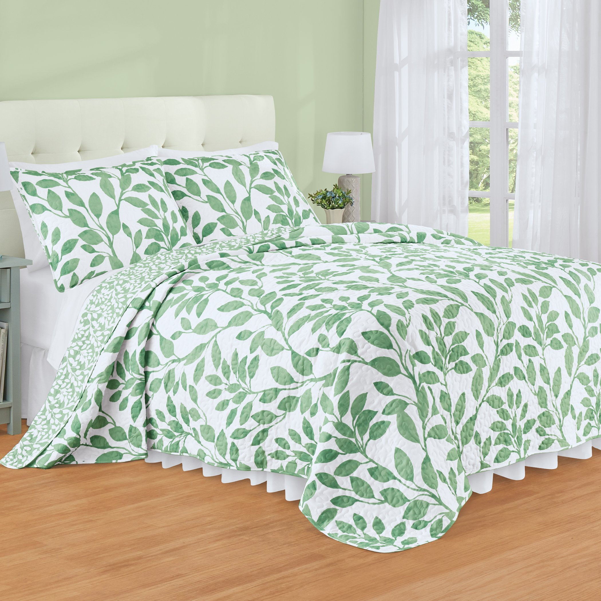 Winston Brands Brady Reversible Oversized Two-Tone Leaf Design Quilt ...