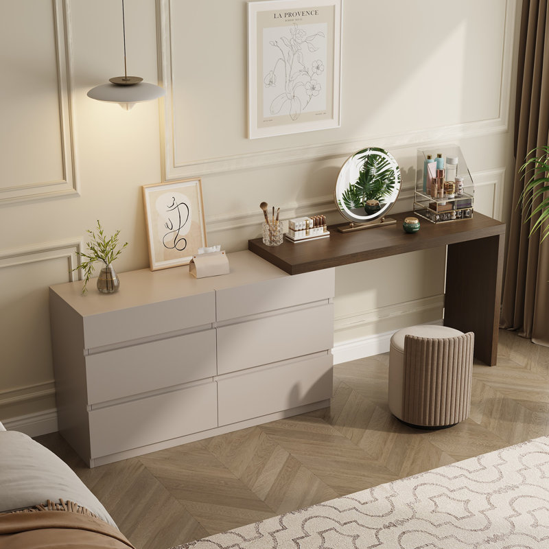 Ivy Bronx Result Modern Home Office Expandable Dresser Desk | Wayfair