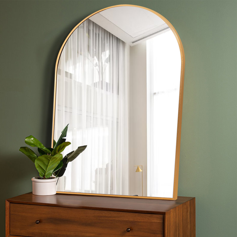Wade Logan® Brazee Arch Wall Mirror Metal Bathroom Vanity Accent Mirror ...