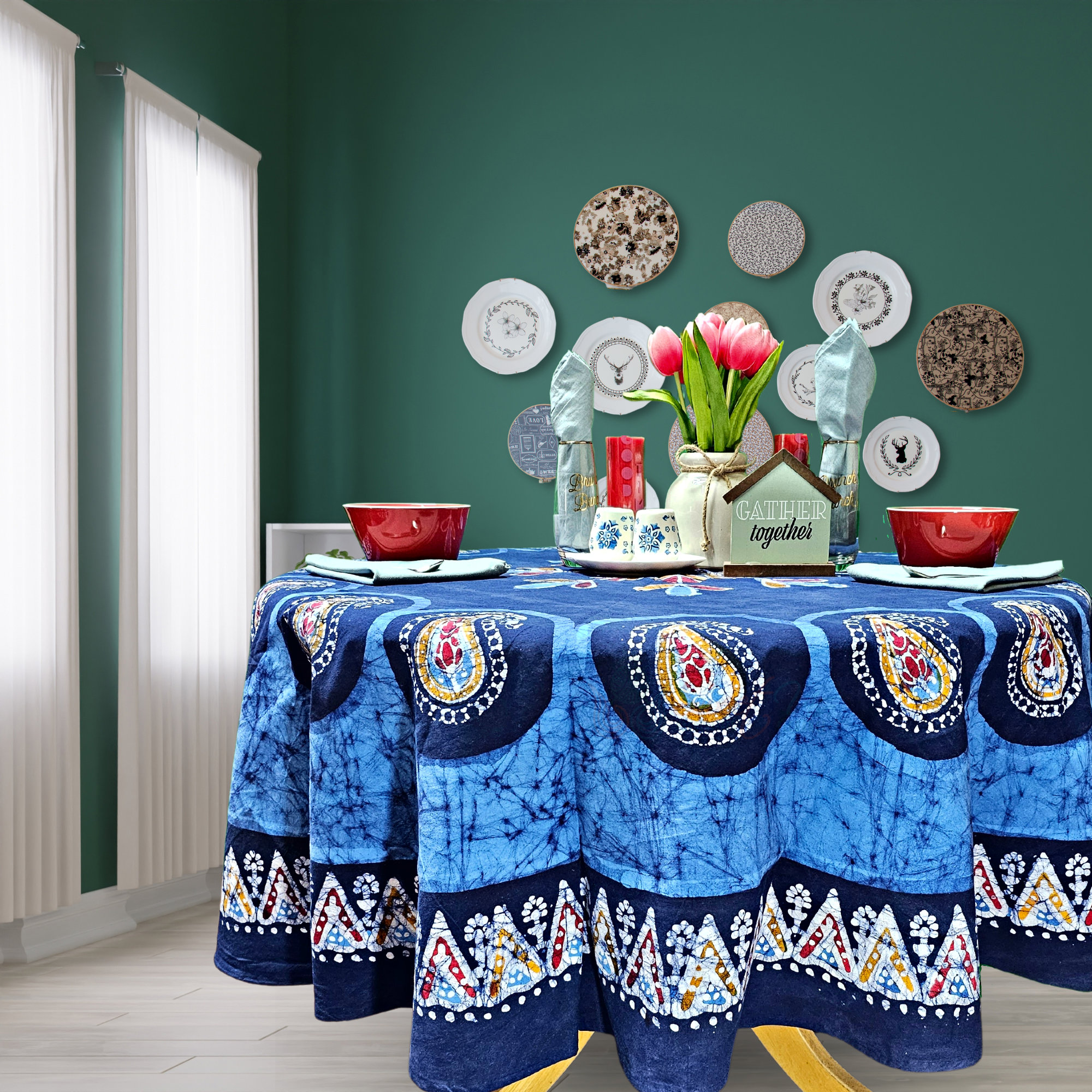 Bungalow Rose Pagur Batik Tablecloth Round | Wayfair