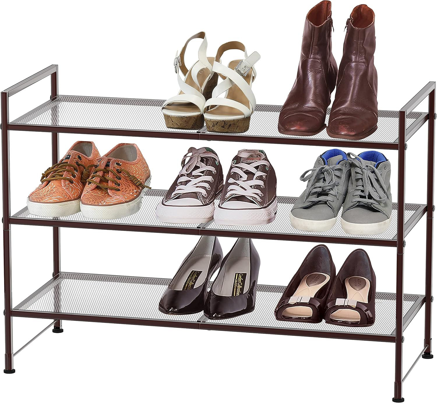 Ivy Bronx Three-Tier Stackable Mesh Shoe Rack | Wayfair