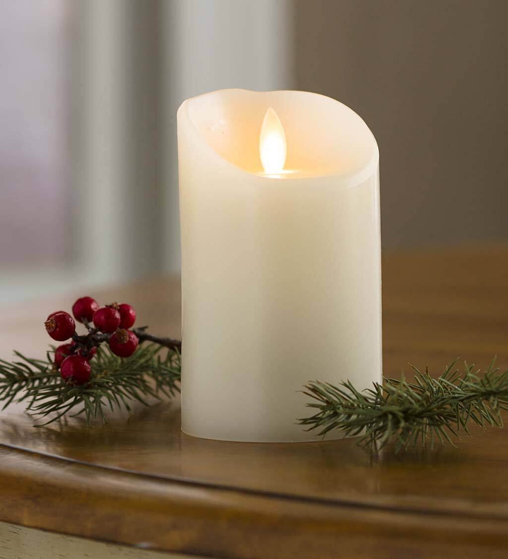 Plow & Hearth LED Pillar Candle With Flicker Flame And Auto-Timer, 5"H ...