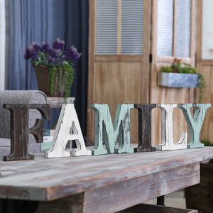 Gracie Oaks 6 Piece Wood Tabletop Family Letters Sign Set & Reviews ...