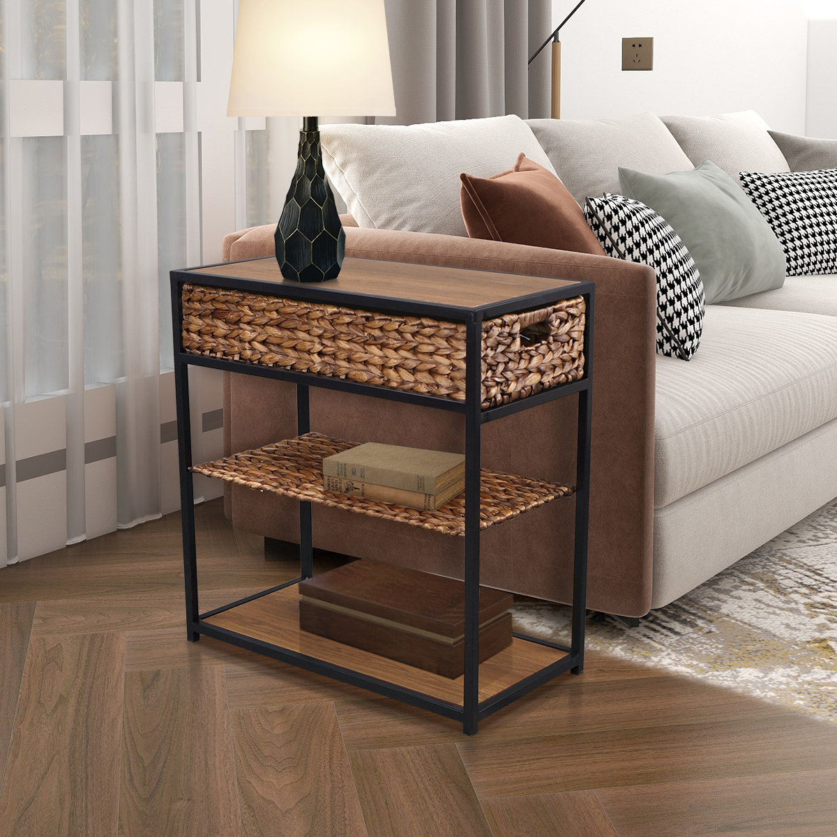 Bayou Breeze Izayah 3-Tier End Table With A Straw Basket & Reviews ...