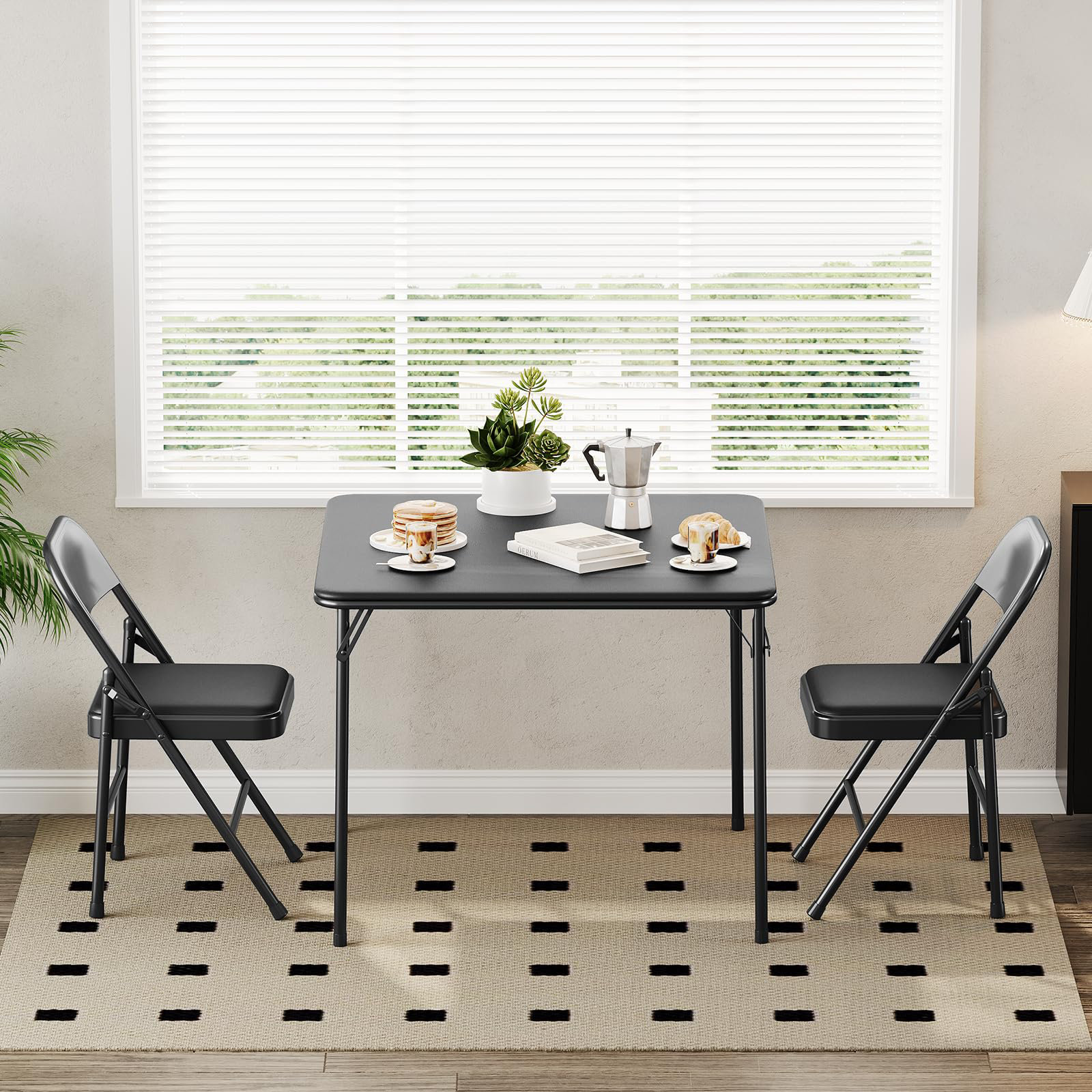 ZACOO Folding Table, 33.6 Inch Folding Card Table, Portable Square ...