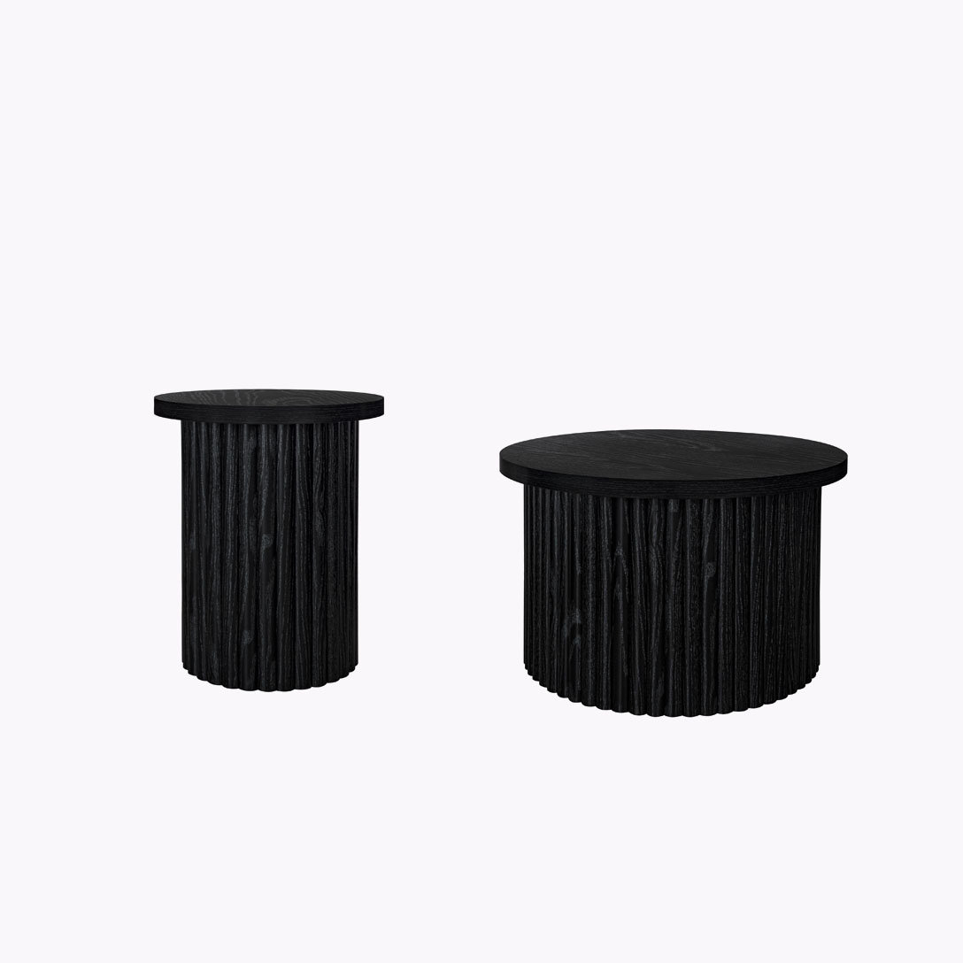 Latitude Run® Dontez Two Round Coffee Tables with Wood Grain Vertical ...