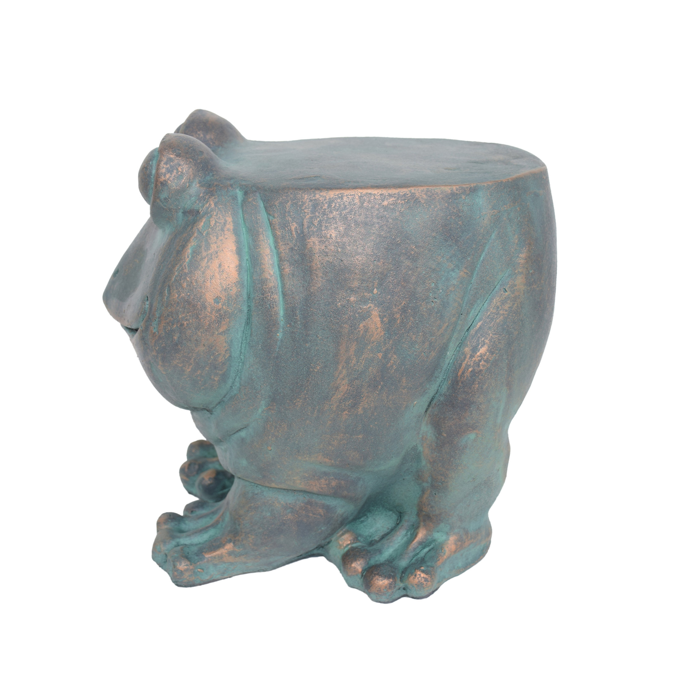 Lark Manor™ Dawn Frog Garden Stool - Lightweight Concrete with Copper ...