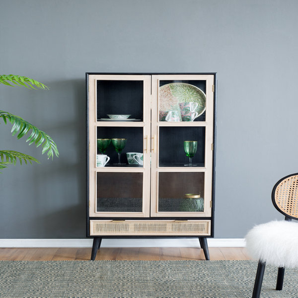 Corrigan Studio® Armoire de rangement avec porte en verre et tiroir en ...
