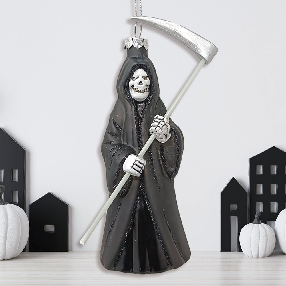 The Holiday Aisle® Grim Reaper Horror Glass Ornament, Spooky Halloween ...
