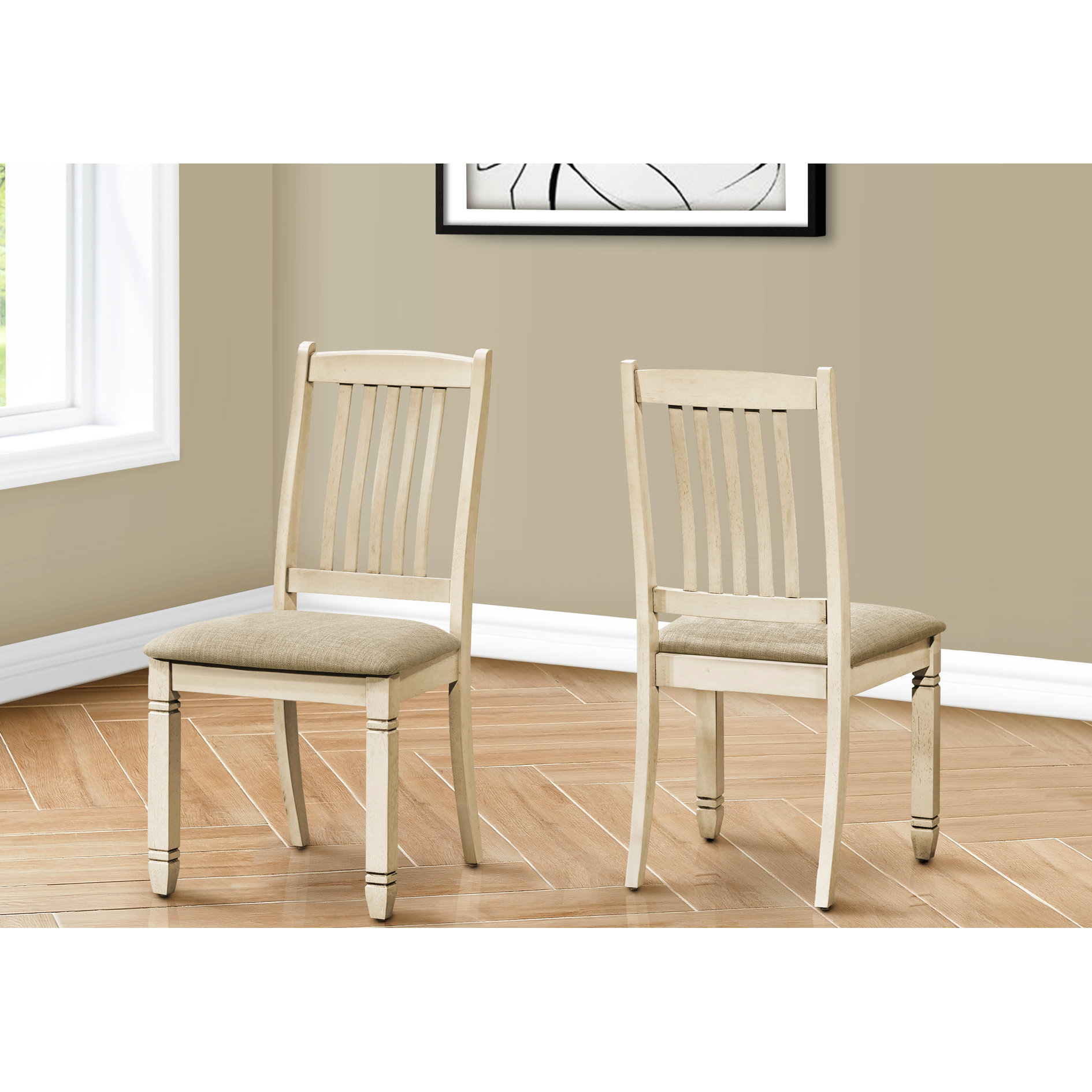 Wildon Home® Of 2 Dining Room Chairs, 38" H, Antique White With Linen ...