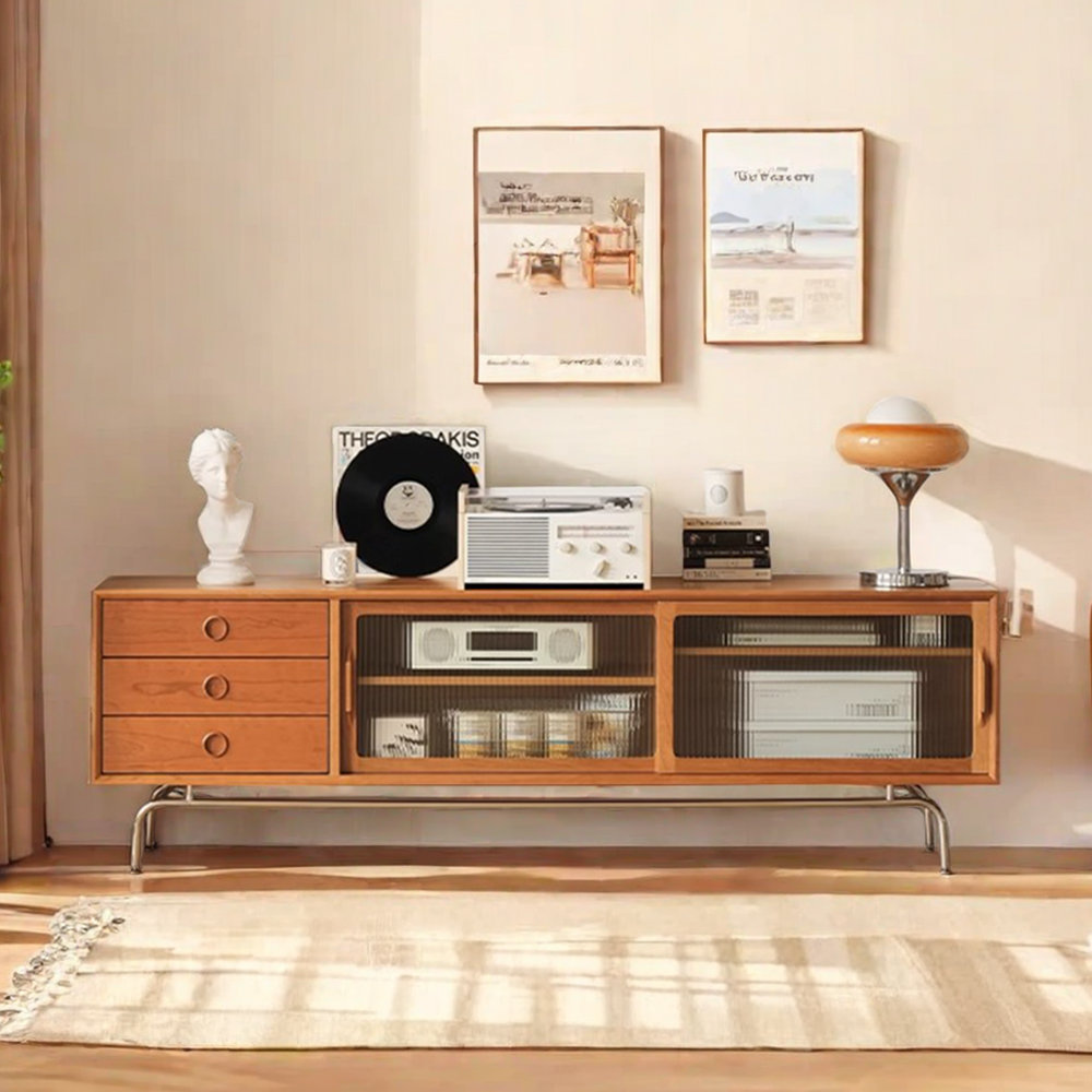 jessica Simple Retro Storage TV Cabinet 70.86'' W Storage Credenza ...