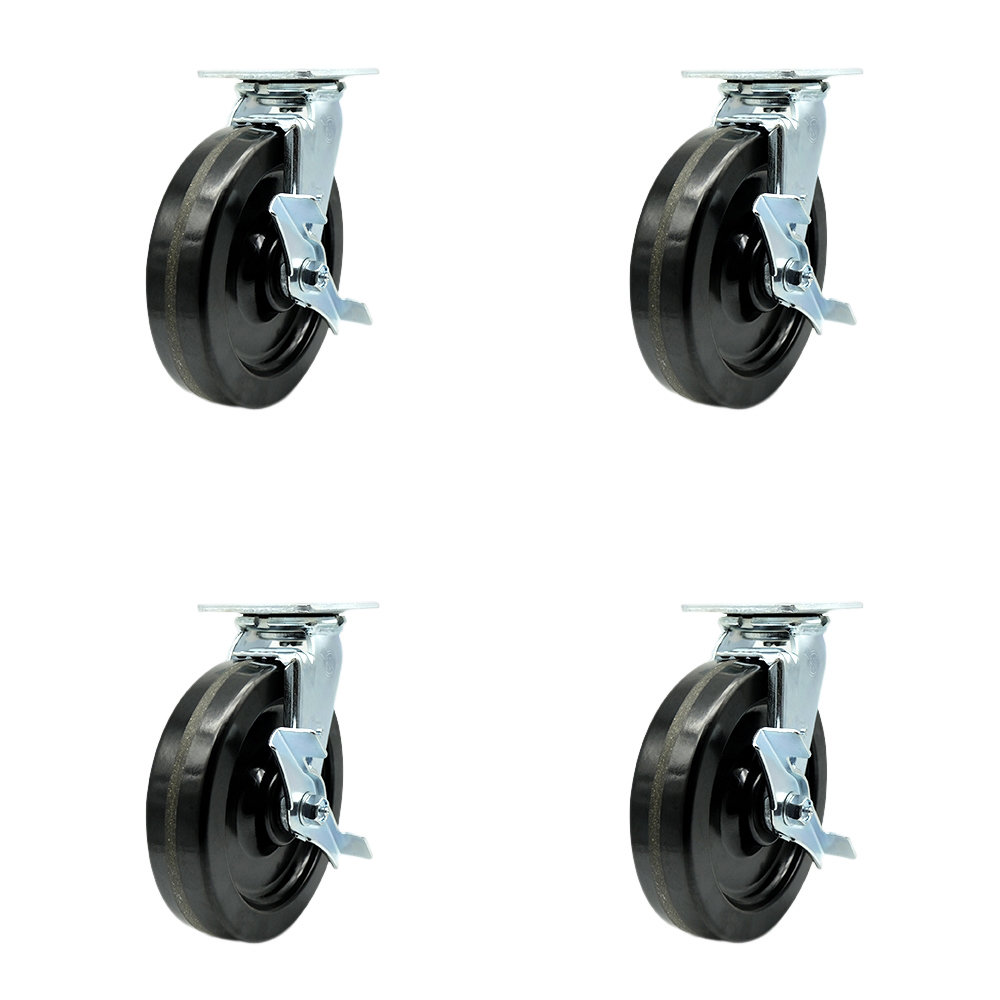 Service Caster 4 Piece Phenolic Caster Set with Roller Bearings | Wayfair