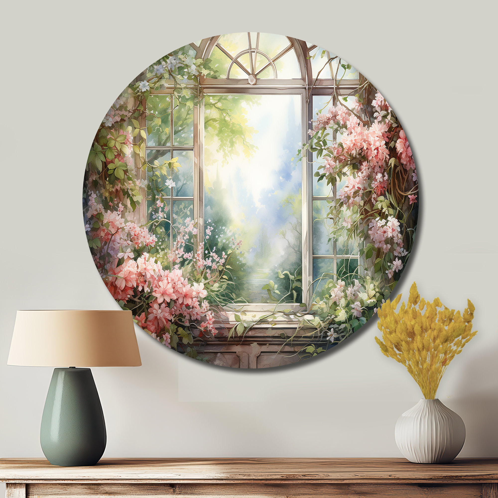 Ophelia & Co. Jadean - Floral Round Metal Art | Wayfair