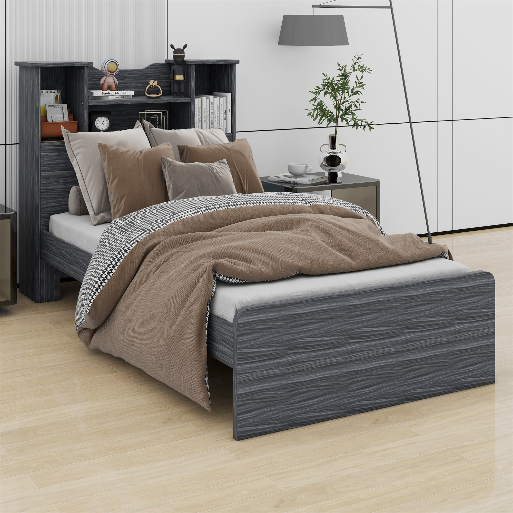 Latitude Run® Platform Bed Frame With Shelves,Drawers And LED Light ...