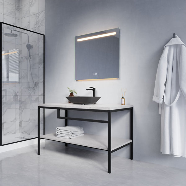 Orren Ellis 28-In. X 32-In. LED Front/Top/Bottom Light Bathroom Mirror ...