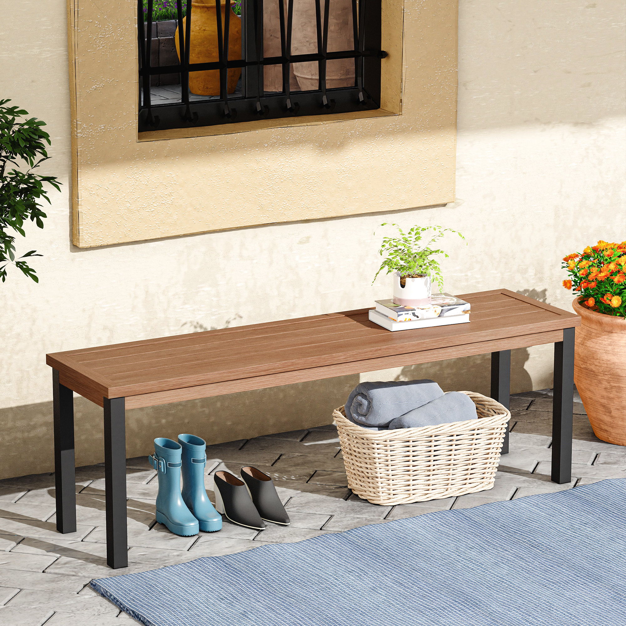 Ebern Designs Allanah Metal Outdoor Bench & Reviews | Wayfair