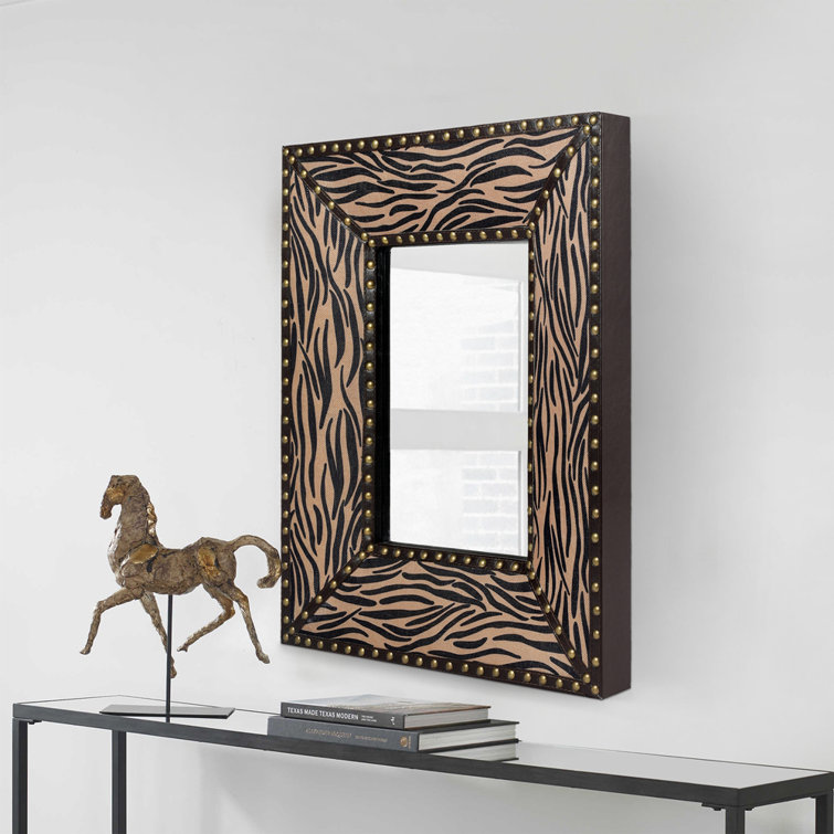 Dakota Fields Rectangle Leather Wall Mirror | Wayfair