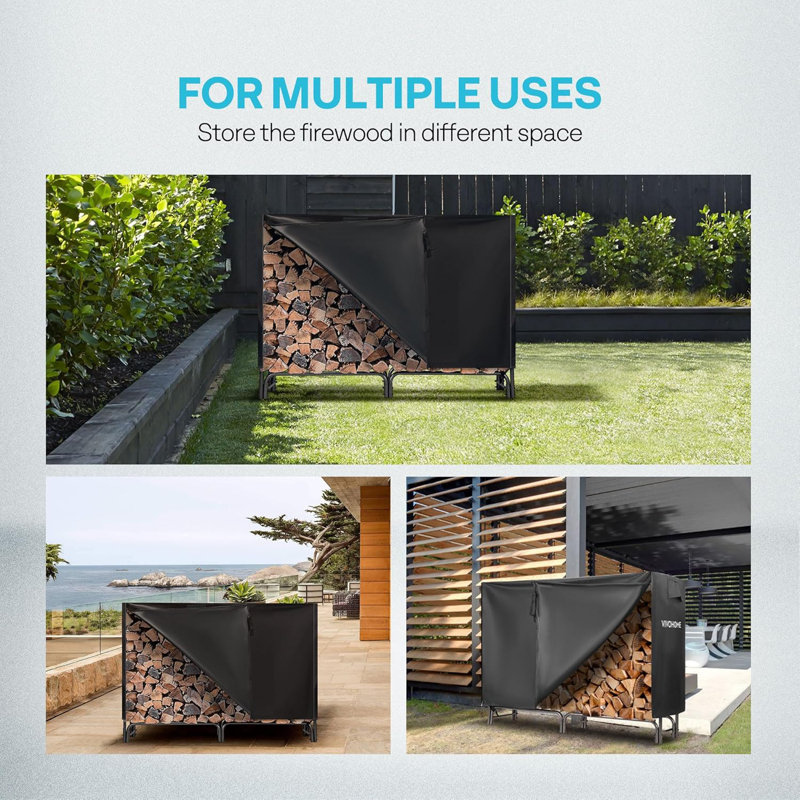 VIVOHOME 5ft Indoor Outdoor Firewood Storage Log Rack with Cover ...