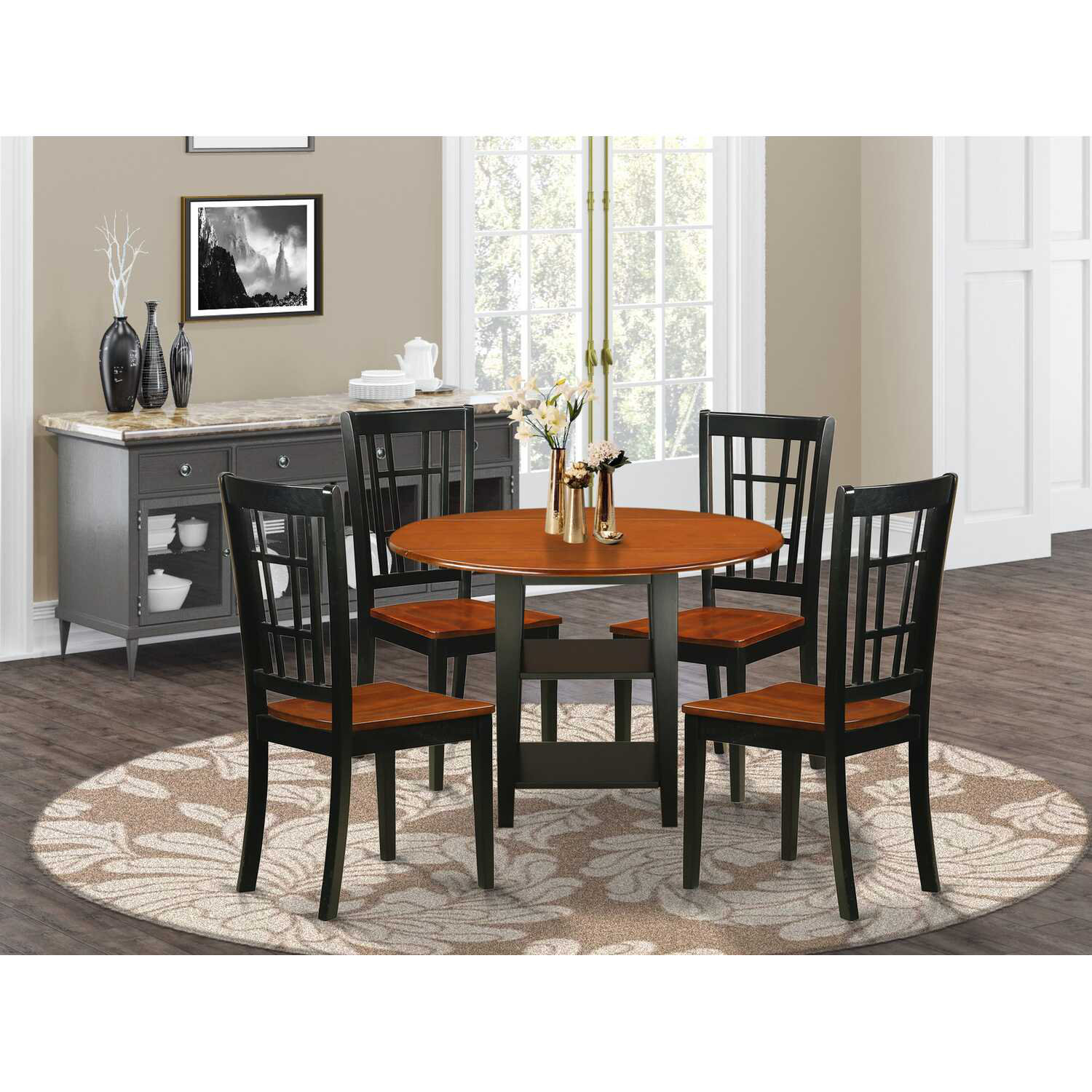 Lark Manor™ 3-Piece Buttermilk and Cherry Solid Wood Top - Round Dining ...