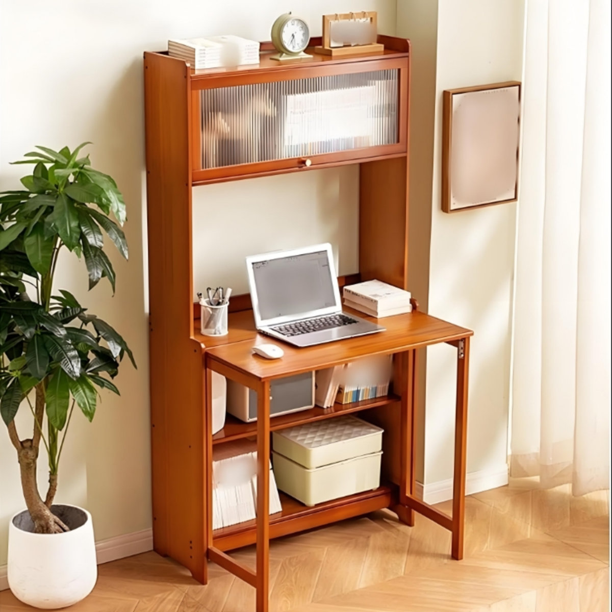 Winston Porter Rasheena Writing Desk with Hutch Bookshelves for Home ...