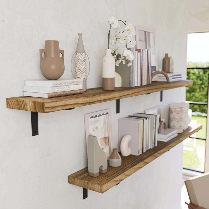 Loon Peak Tablette flottante en bois pour mur avec supports robustes ...