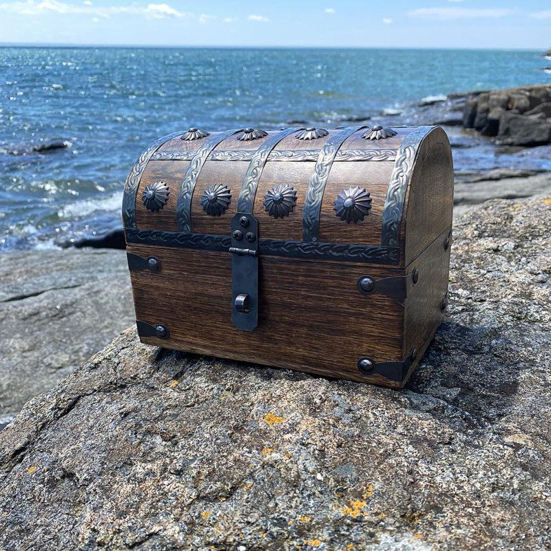PEROTIX Large Wooden Treasure Chest Keepsake Box | Wayfair