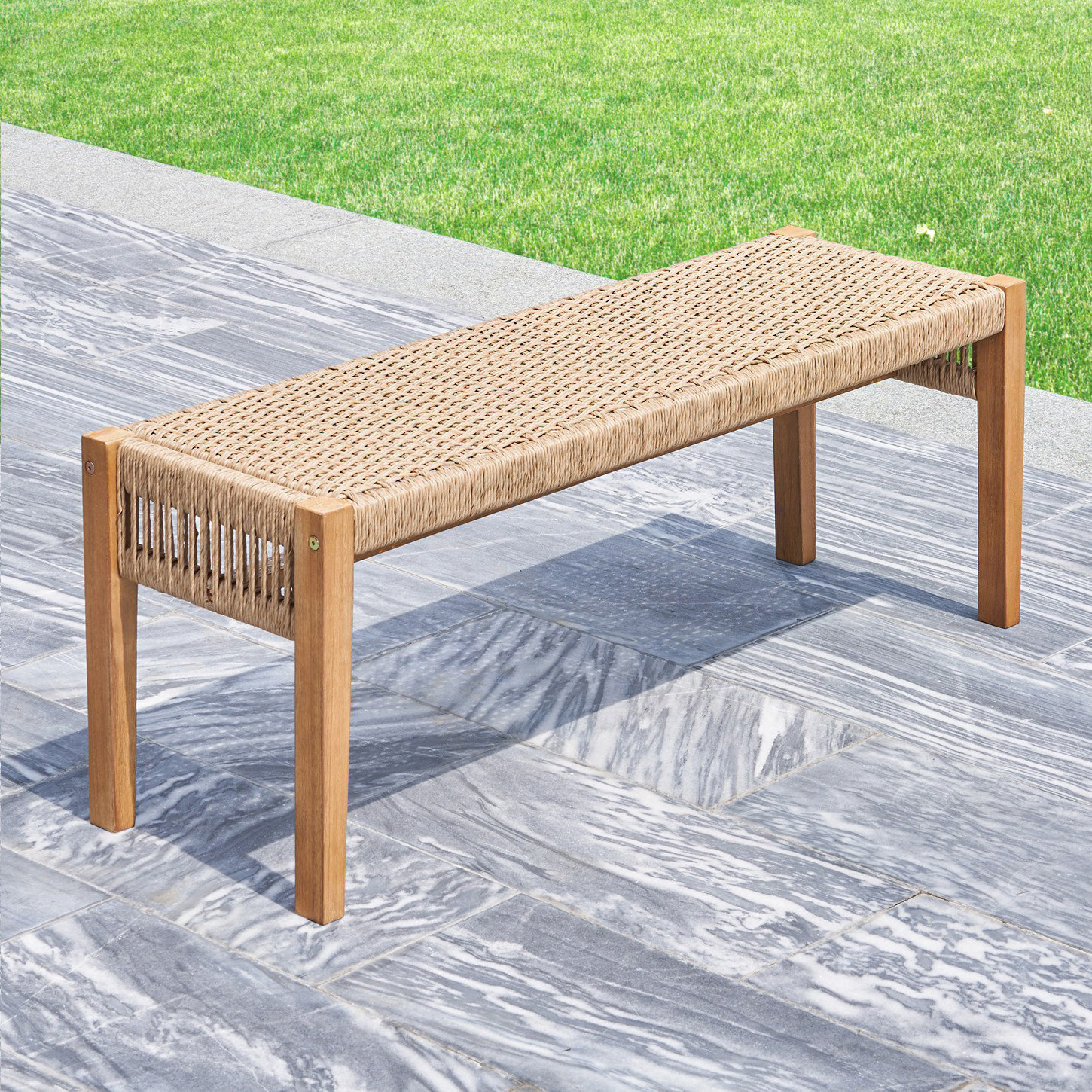 Red Barrel Studio® Strapped Rattan Garden Bench | Wayfair