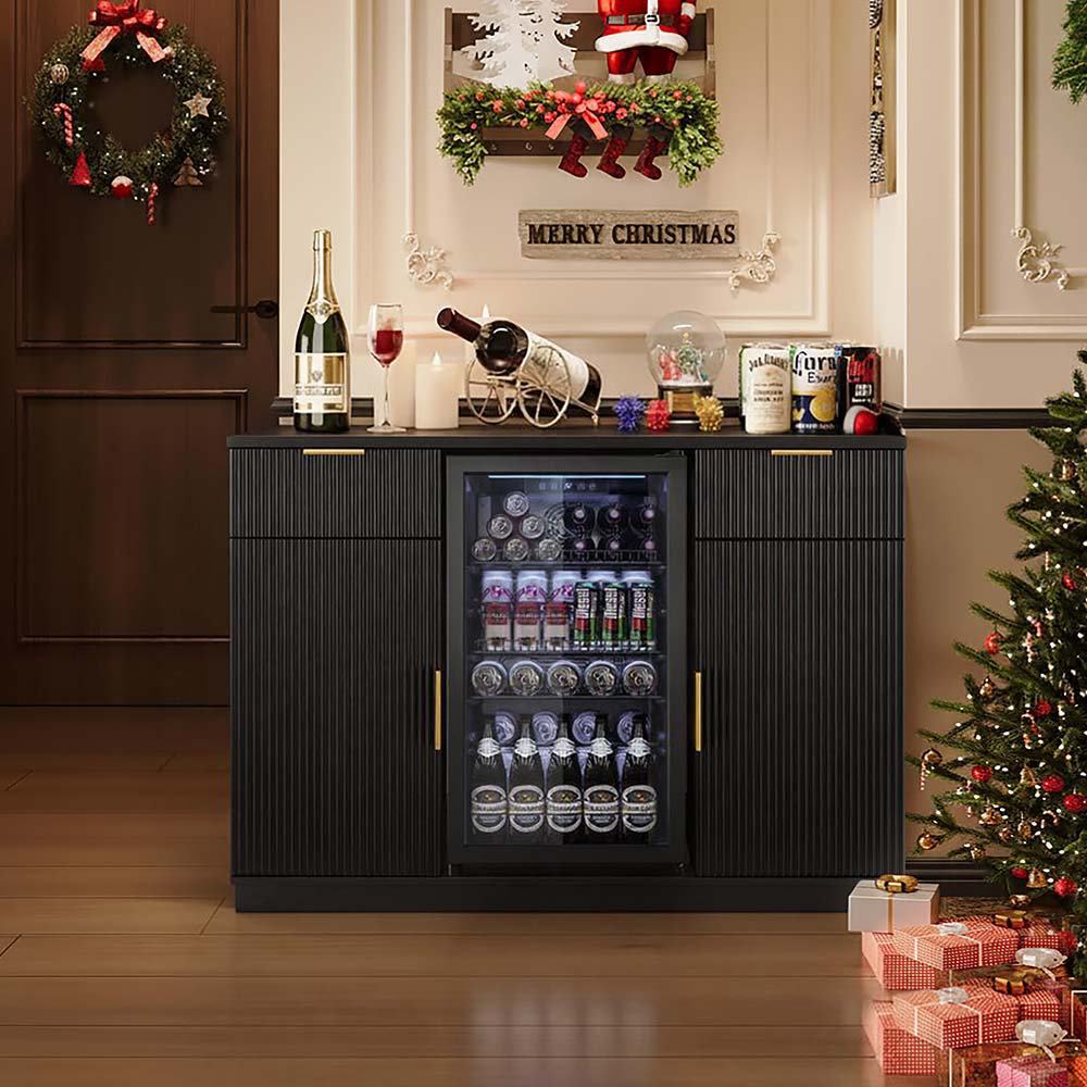 Wrought Studio Large Coffee Bar Cabinet With Mini Fridge Space, 53 ...