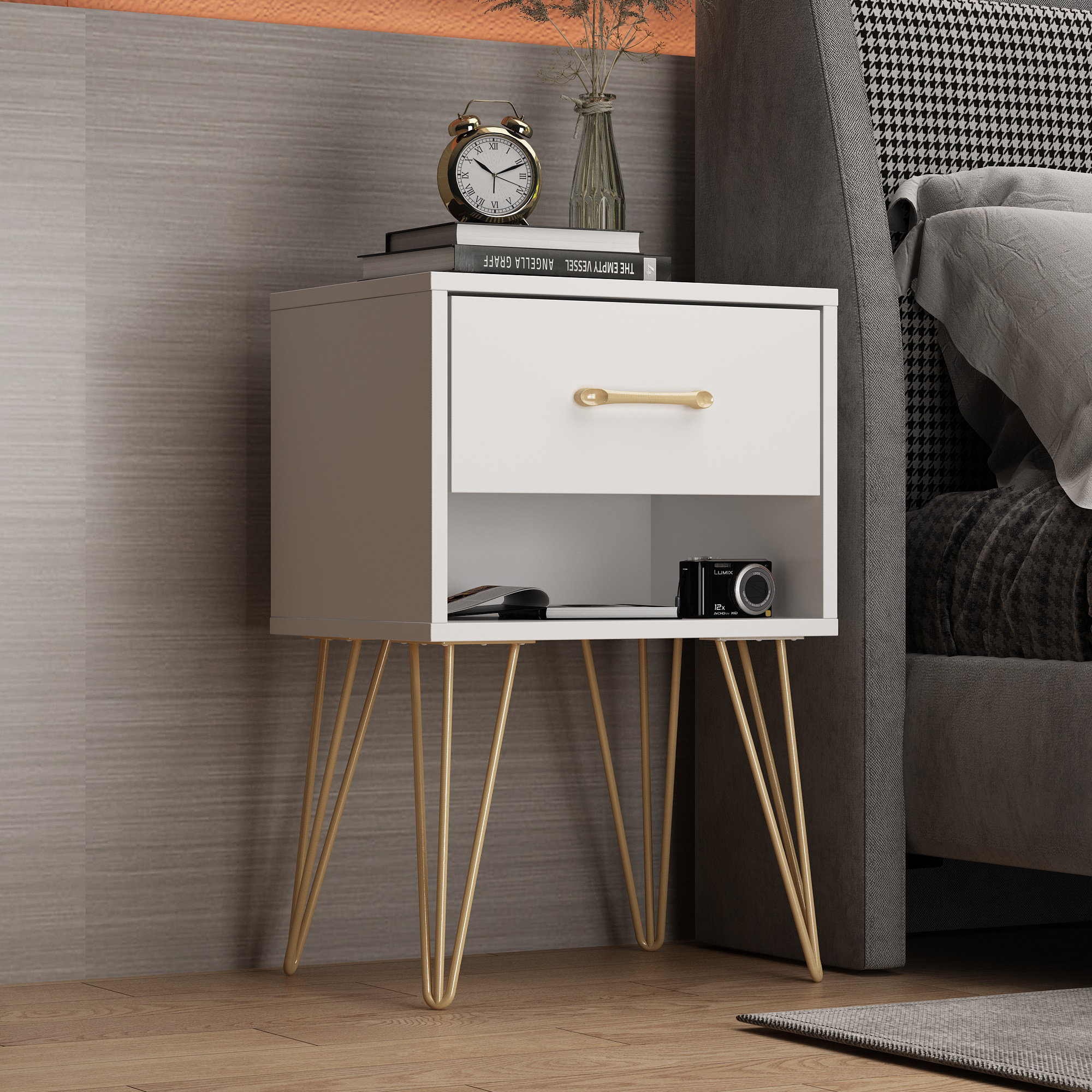 Mercer41 Tyvez 1 Drawer Metal Legs Nightstand | Wayfair