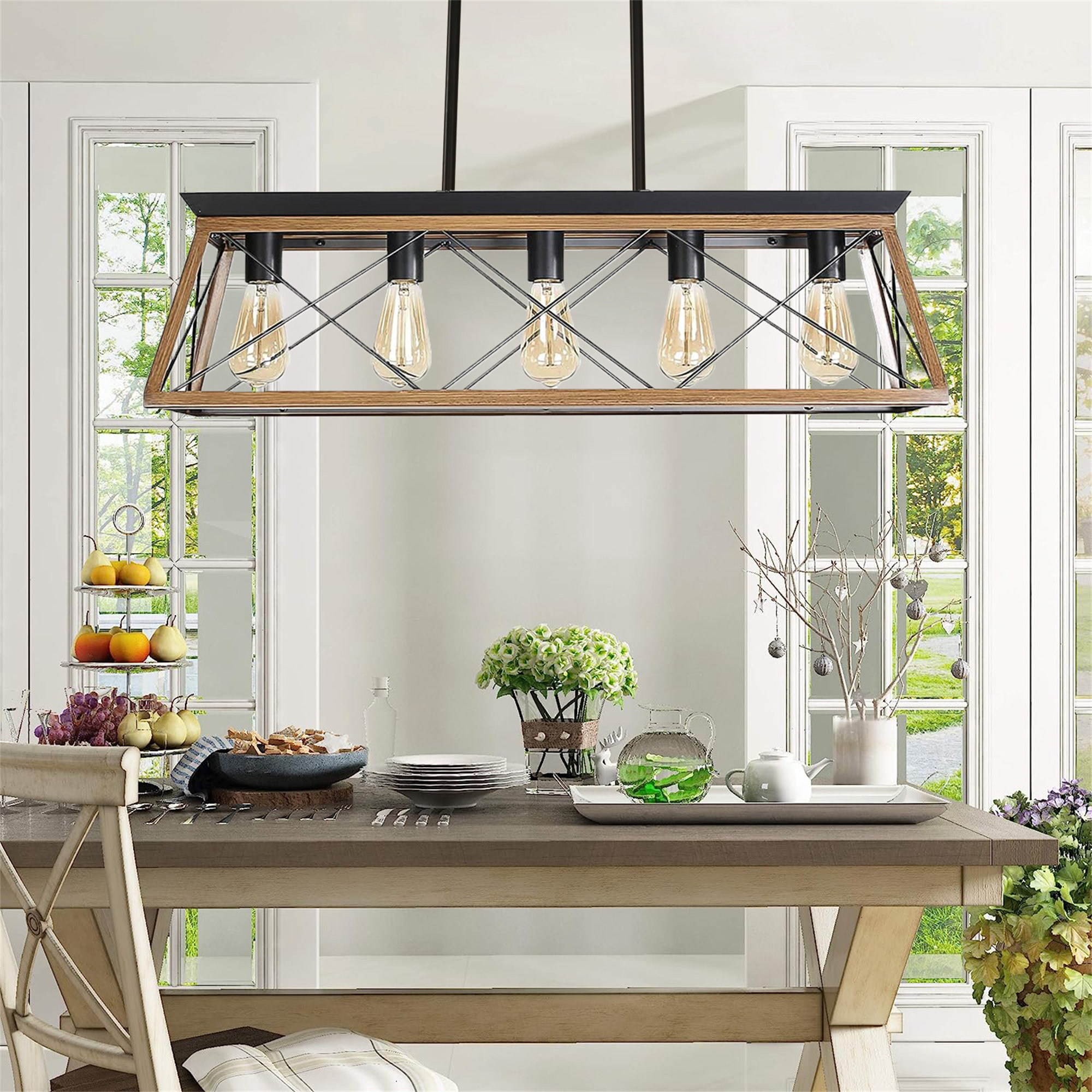 Gracie Oaks Deizel 5 - Light Kitchen Island Square / Rectangle Pendant ...