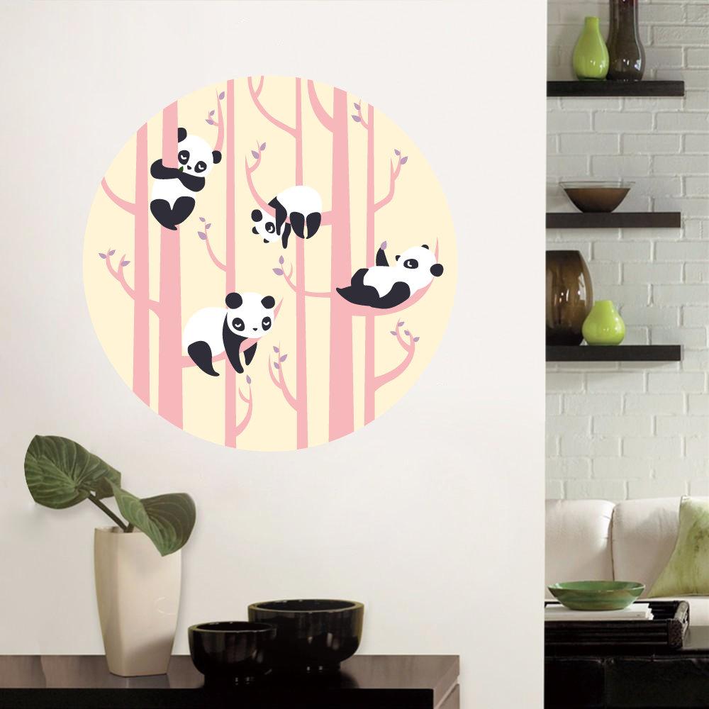 Redwood Rover Vinyl Adhesive Art 20" X 20" Panda Bears Perched On ...
