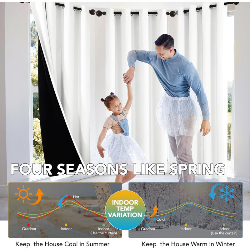 Ebern Designs Sound Proof Window Curtains Drapes With Black Liner | Wayfair