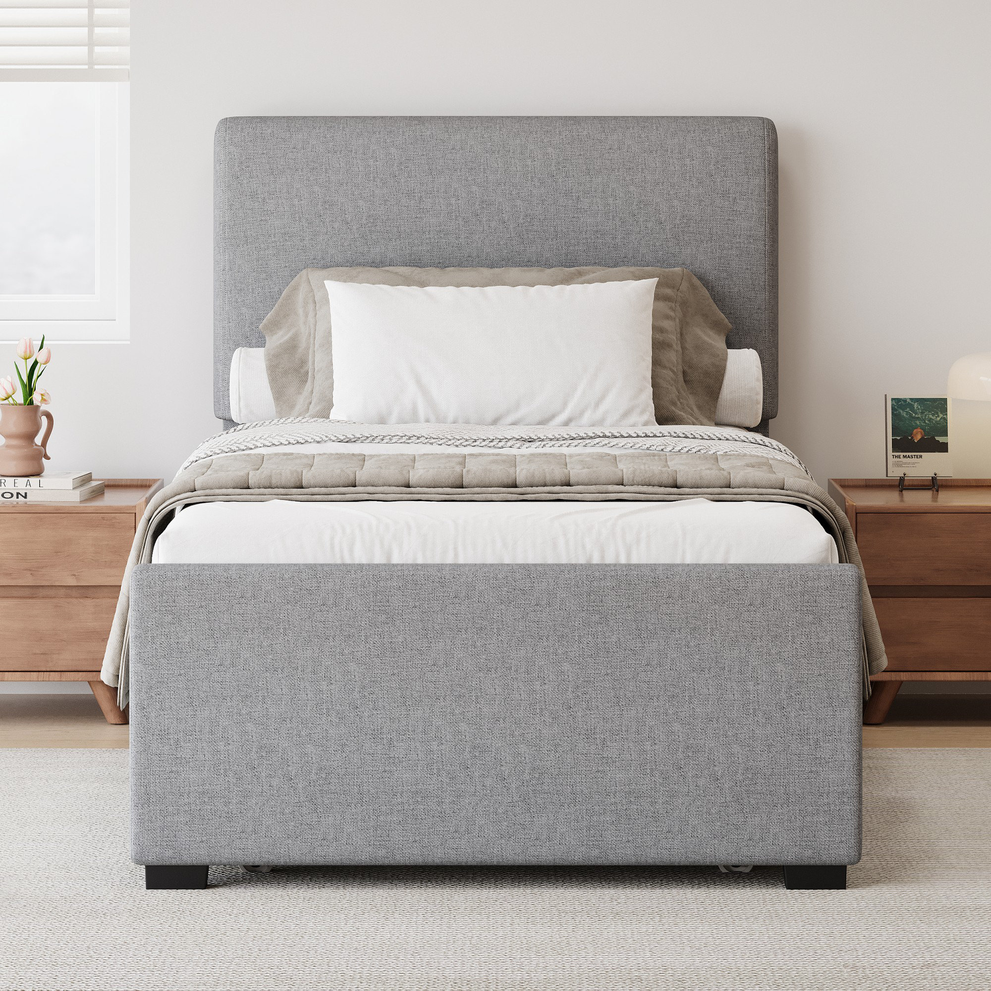 Latitude Run® Upholstered Platform Bed with Rollaway Bed | Wayfair