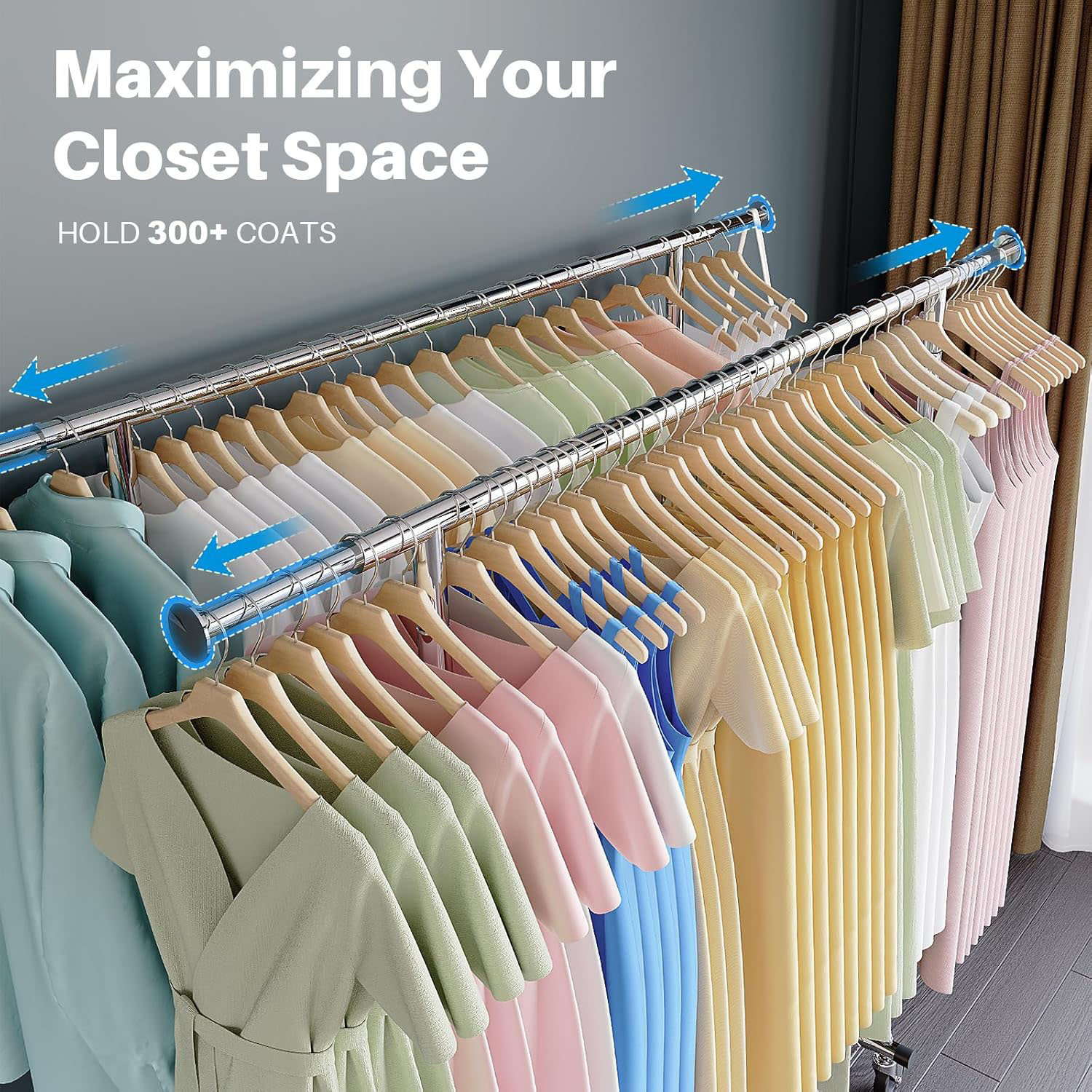 Rebrilliant Clothes Rack Heavy Duty Clothing Rack Collapsible Garment ...